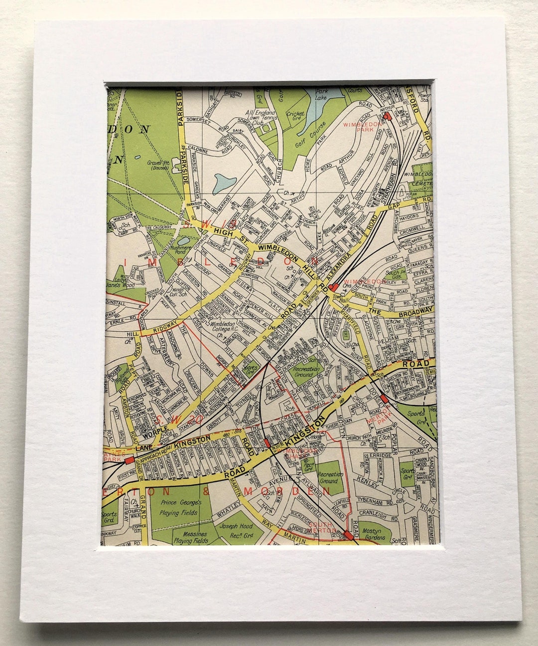 Wimbledon Common, Merton, Raynes Park C. 1960 VINTAGE LONDON MAP, South ...