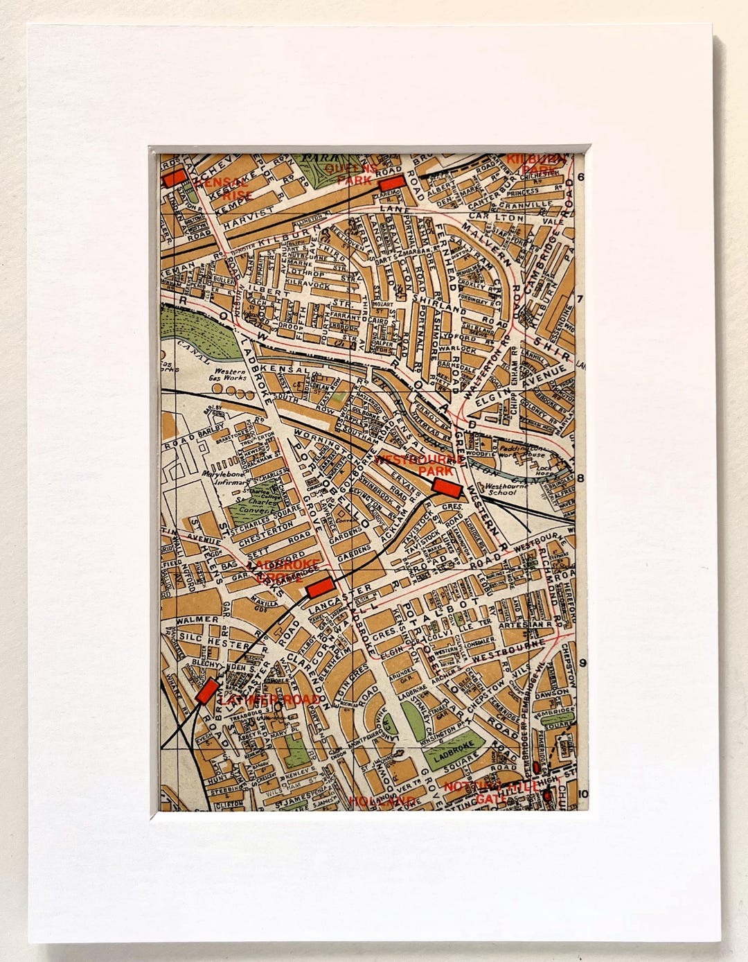 1930s VINTAGE LONDON MAP, West London, Notting Hill, North Kensington ...