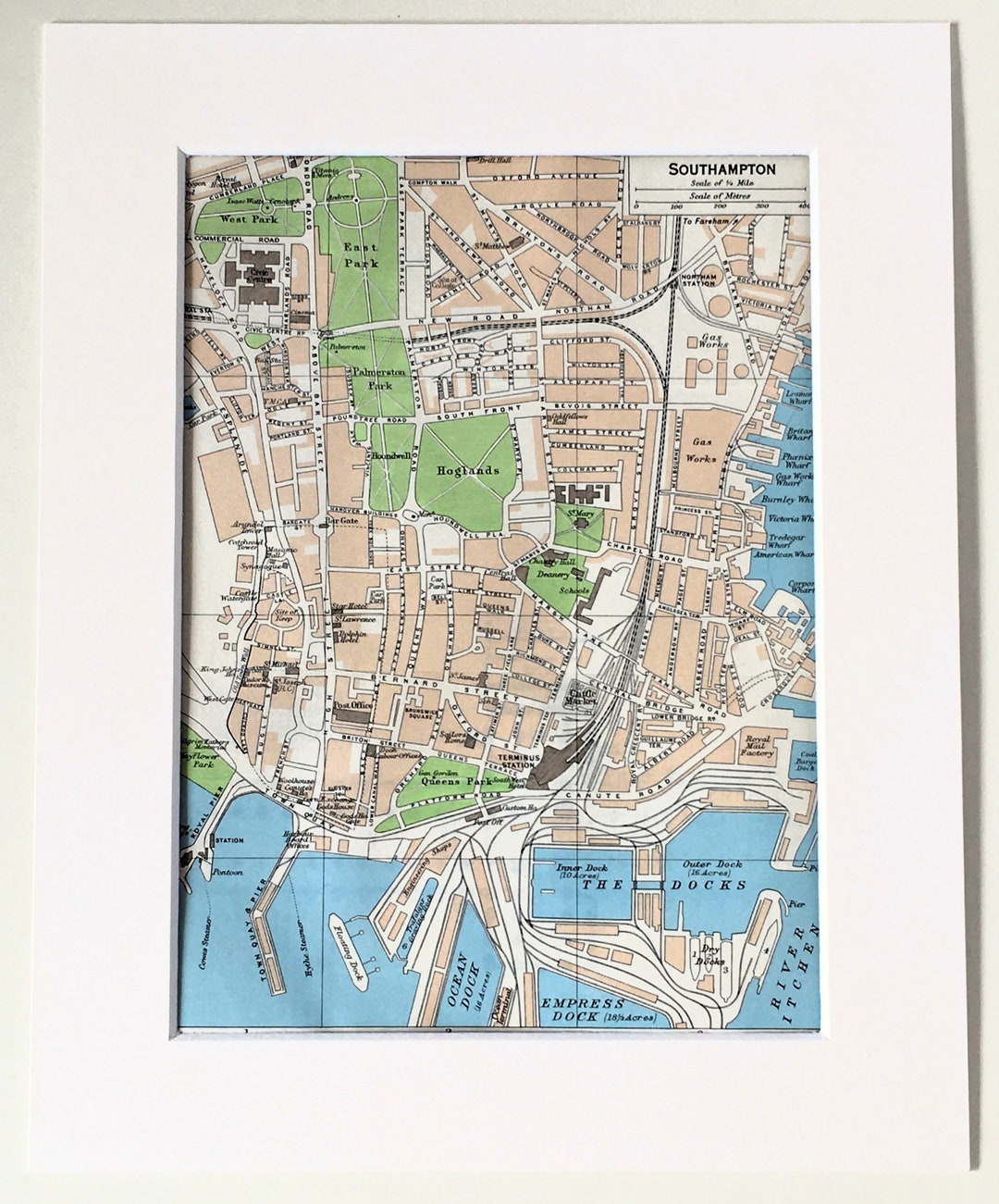 SOUTHAMPTON 1950 VINTAGE MAP, Matted/ Mounted for Framing - Etsy