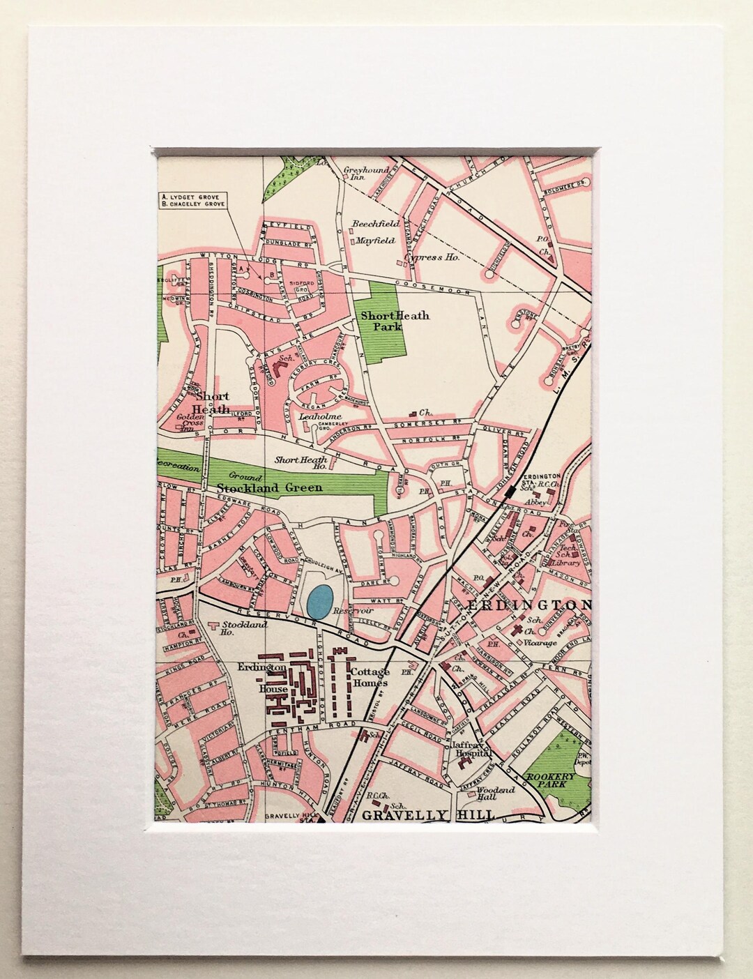 1949 VINTAGE BIRMINGHAM MAP, North Birmingham, Gravelly Hill, Erdington ...