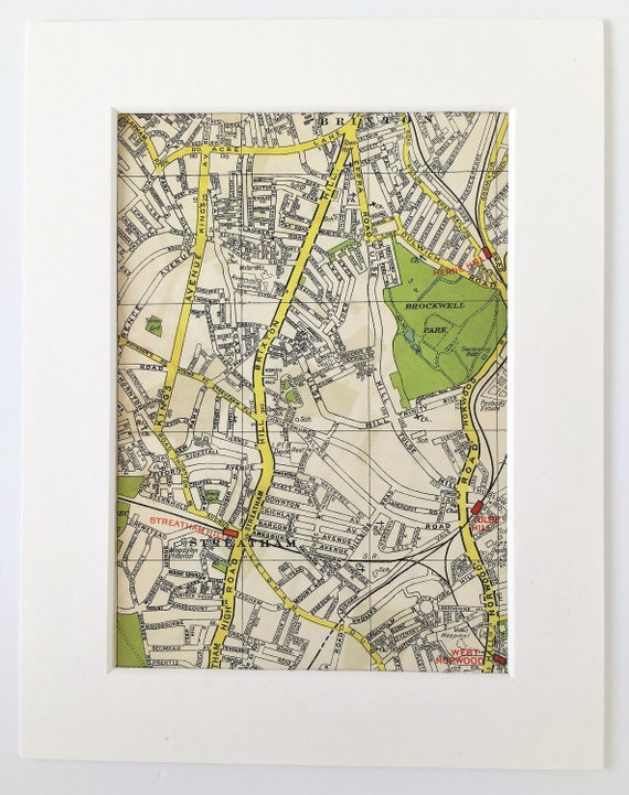 1940s VINTAGE LONDON MAP South East London Brockwell Park - Etsy