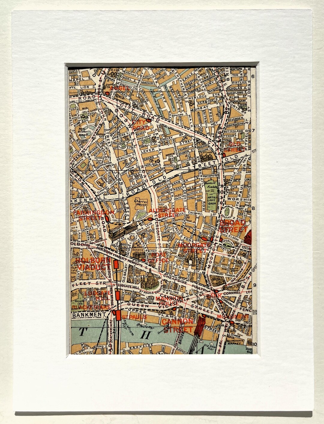 1930s VINTAGE LONDON MAP, Central London, Holborn, Farringdon ...