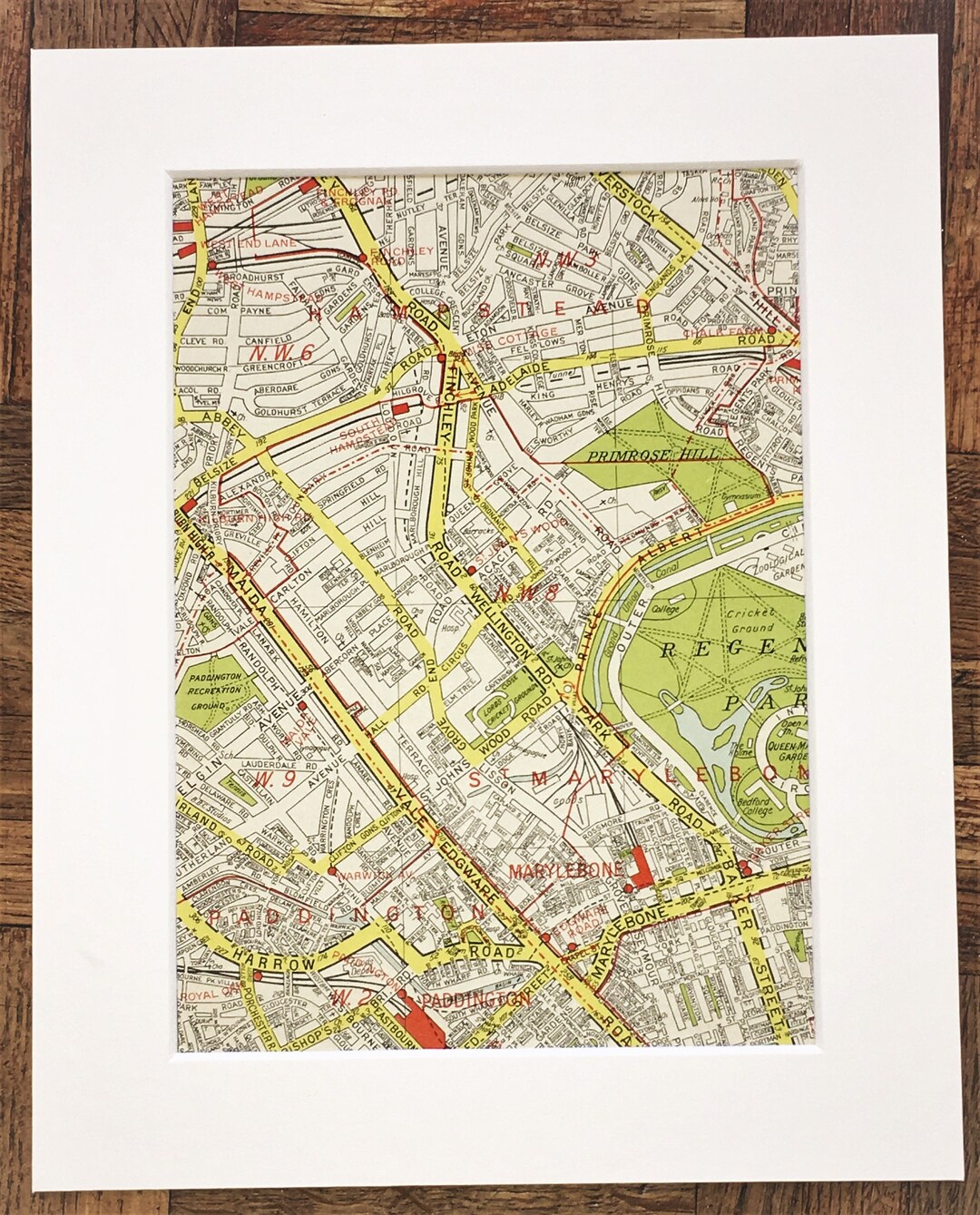 C. 1960 VINTAGE LONDON MAP, North West London, Regent's Park ...