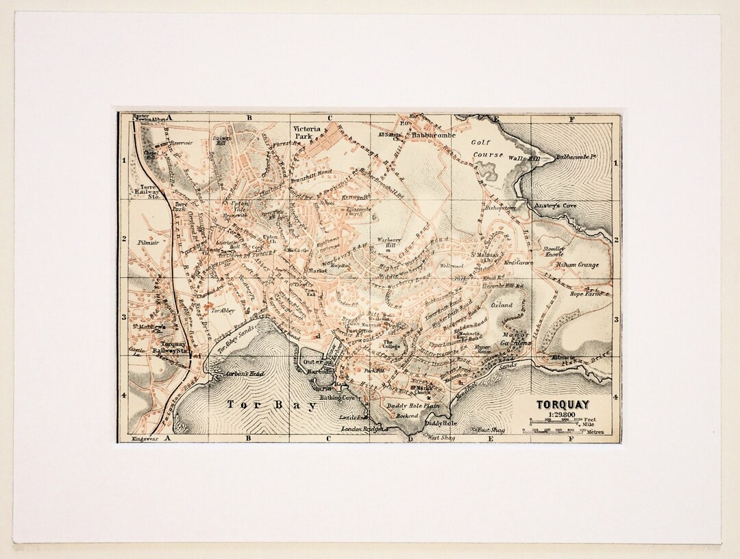 TORQUAY City Plan 1910 Antique Map, Matted/ Mounted for Framing - Etsy