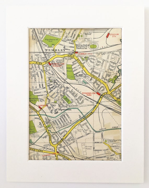 1940s VINTAGE LONDON MAP North West London Wembley - Etsy