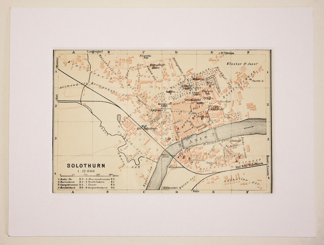 SOLOTHURN City Plan, Switzerland, 1911 Very Small Antique Map - Etsy