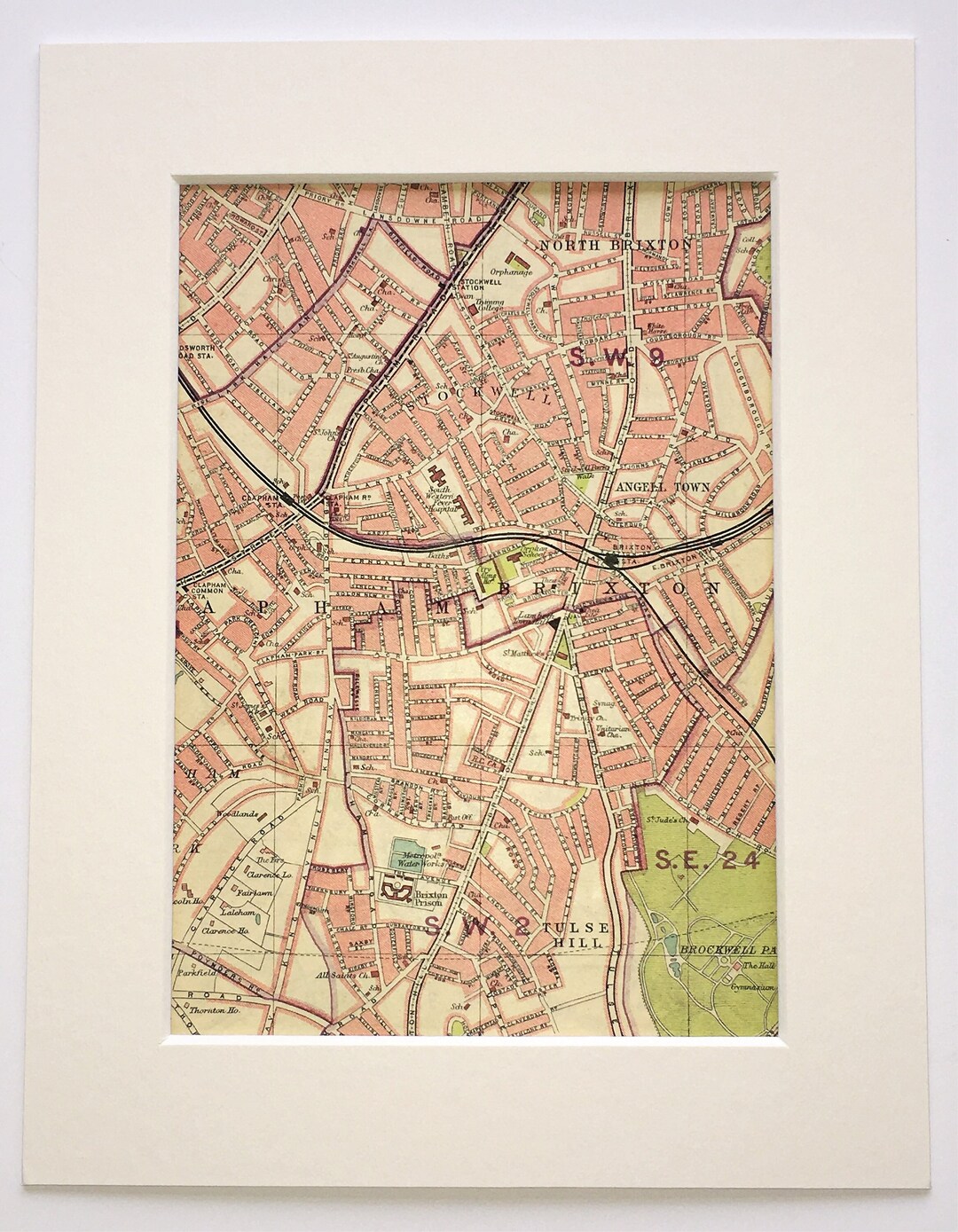 1925 Antique LONDON Map Stockwell Brixton Clapham Tulse - Etsy
