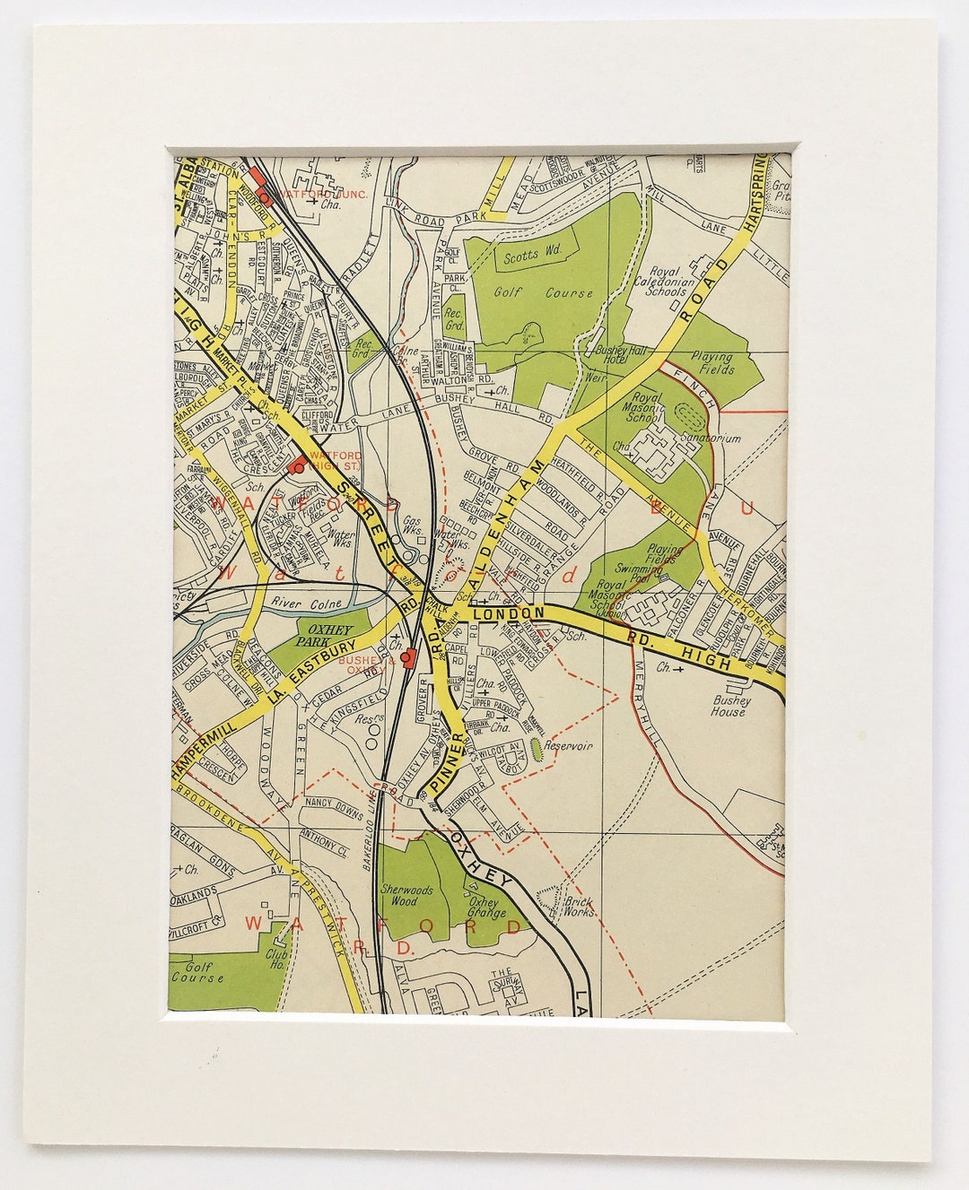 C. 1960 VINTAGE LONDON MAP North London Watford Bushey - Etsy