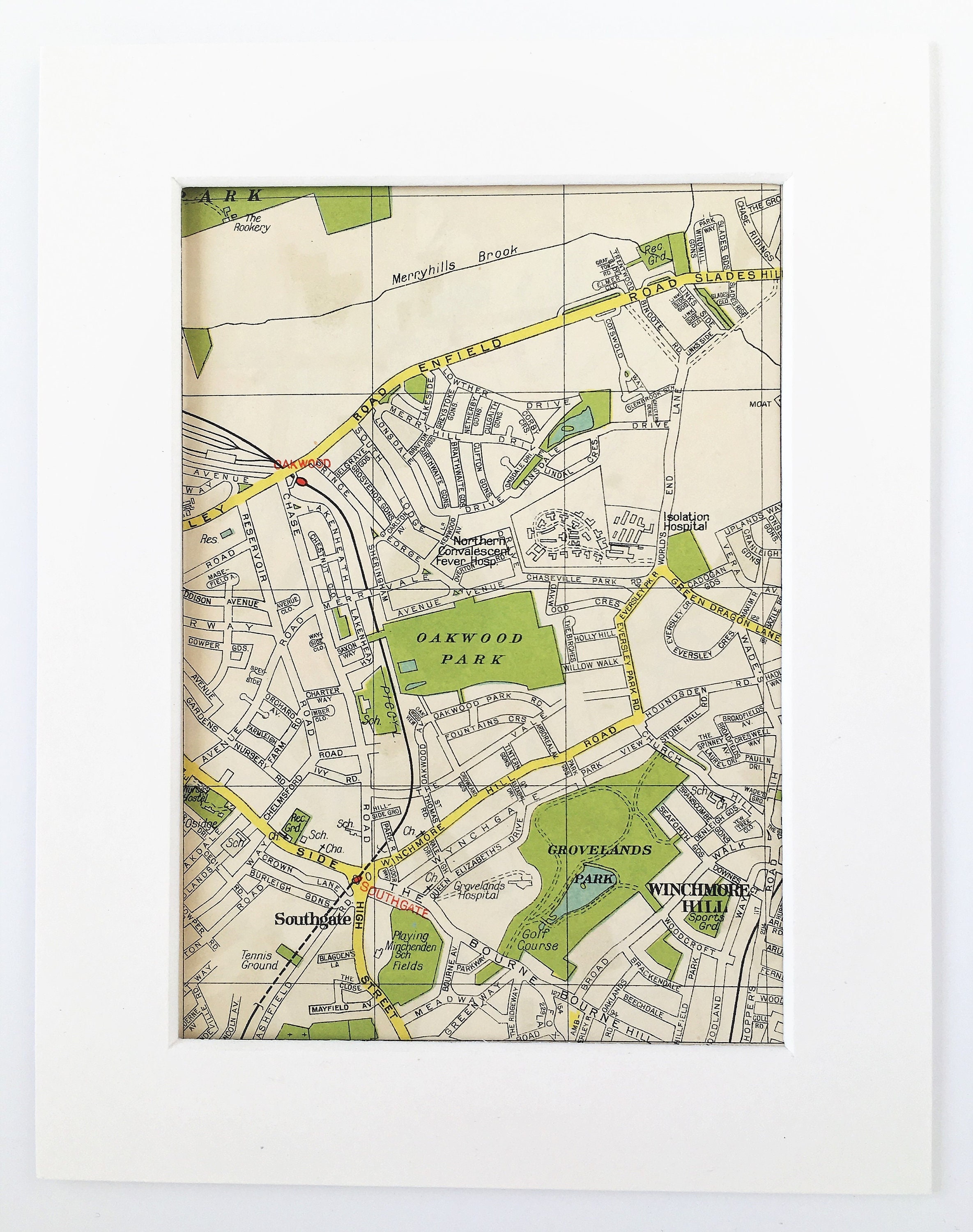 1940s VINTAGE LONDON MAP North London Winchmore Hill - Etsy