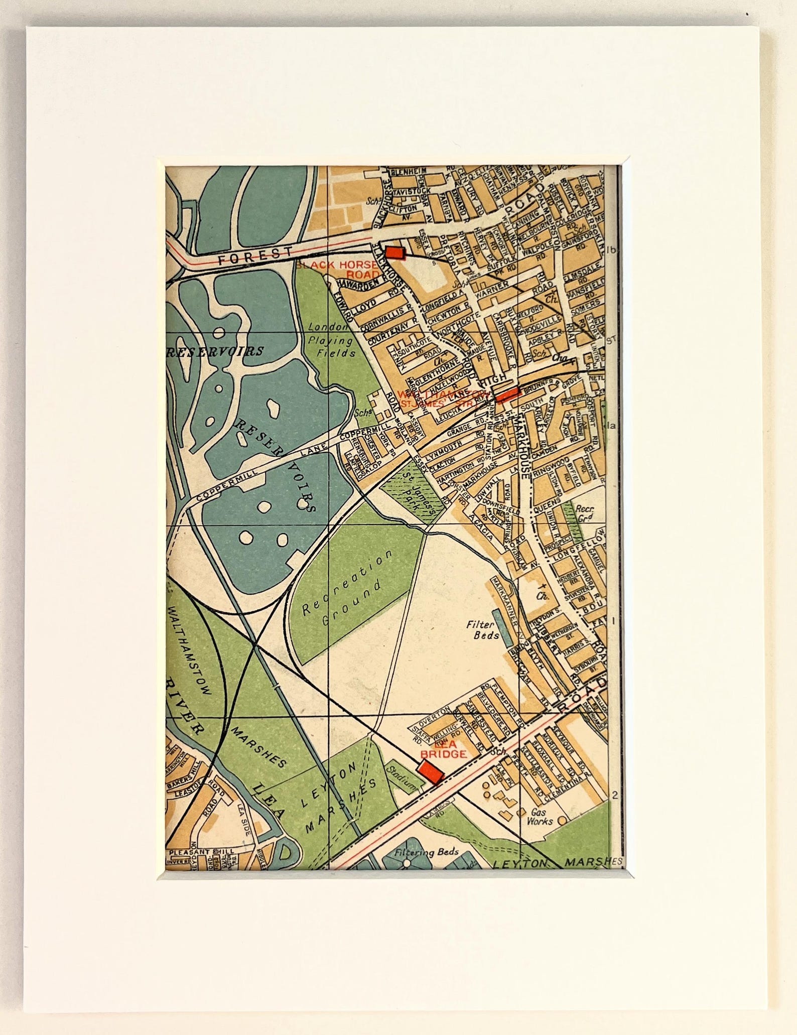 1930s VINTAGE LONDON MAP, North London, Walthamstow, Upper Clapton ...