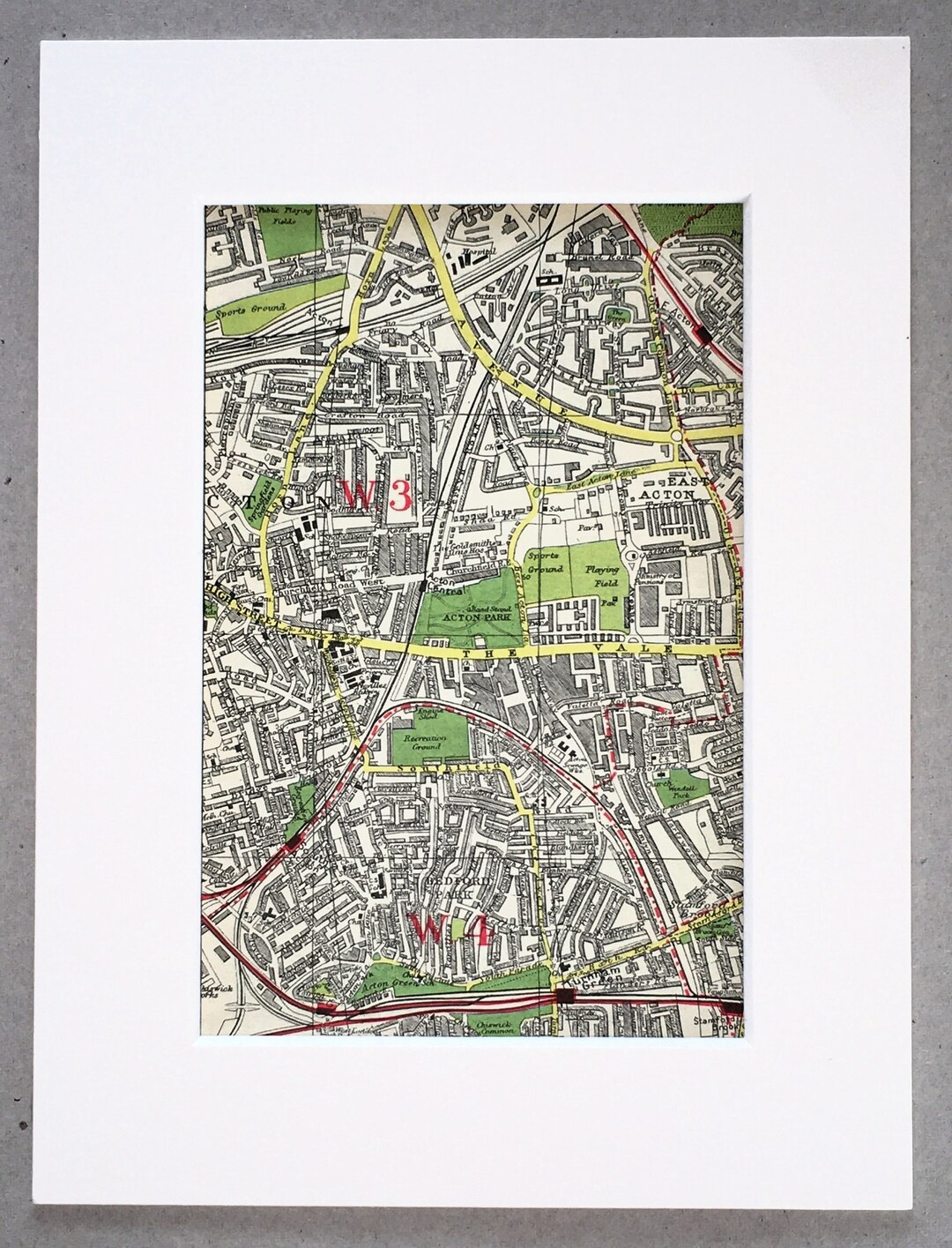 C. 1940 VINTAGE LONDON MAP West London Acton Chiswick - Etsy