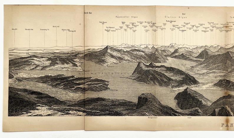 PILATUS PANORAMA, Uri & Emmental Alps Mountains, Switzerland, C. 1910 ...
