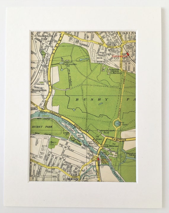 1940s VINTAGE LONDON MAP South West London Teddington Bushy - Etsy