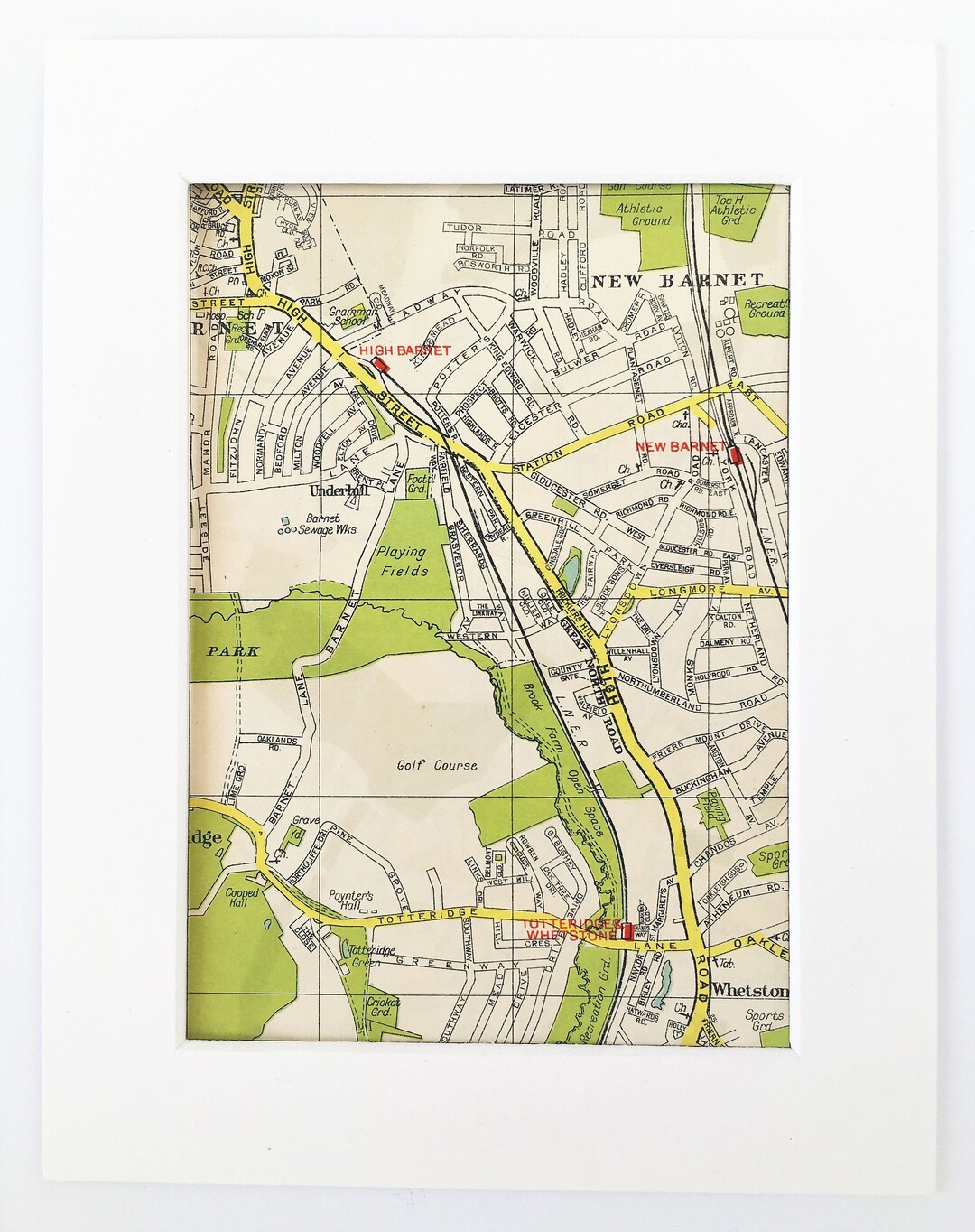 1940s VINTAGE LONDON MAP North London Barnet Whetstone - Etsy