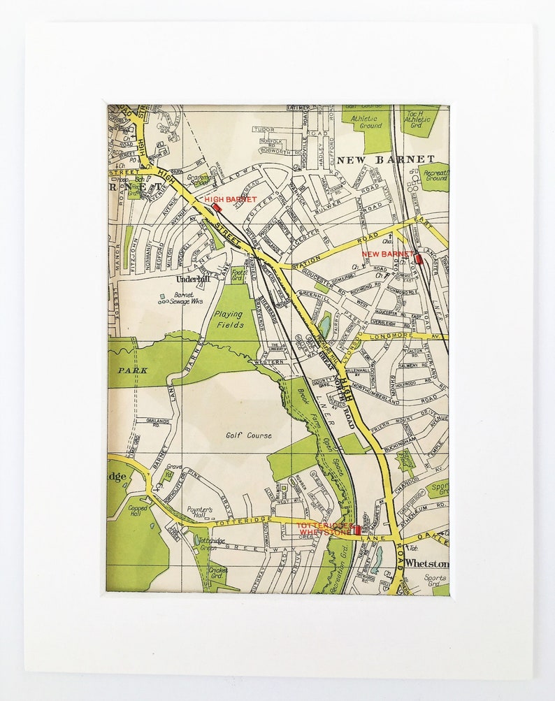 1940s VINTAGE LONDON MAP North London Barnet Whetstone - Etsy