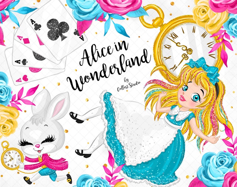 Alice in Wonderland Clipart Cute Alice Illustration Cute | Etsy