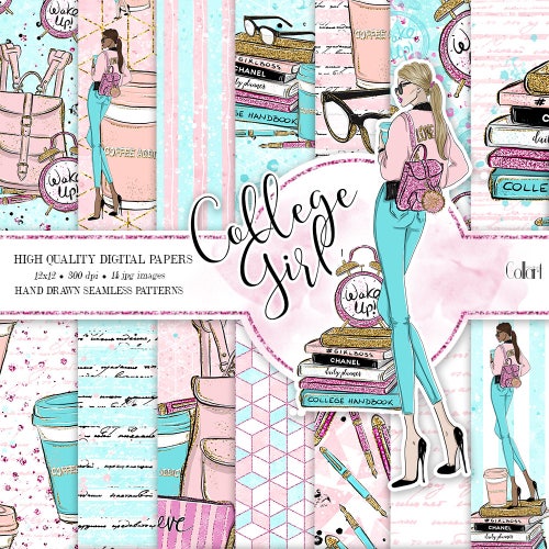 Planner Girl Digital Paper Pack Fashion Girl Boss Graphics - Etsy