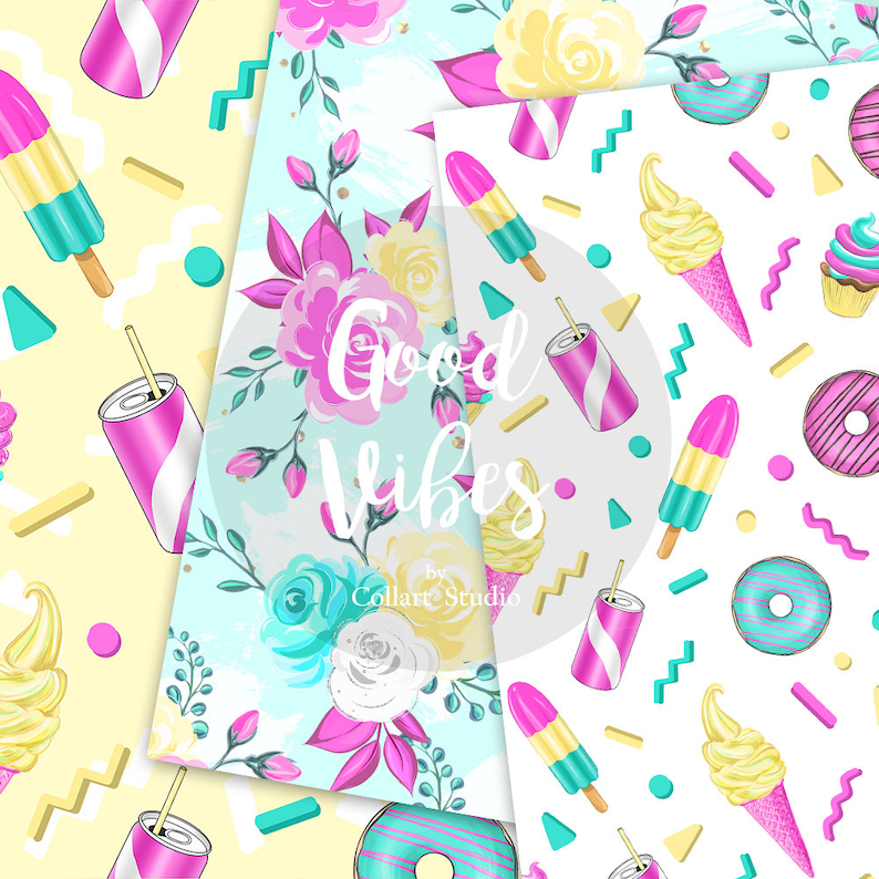 80s Digital Paper Summer Papers Retro Digital Papers - Etsy