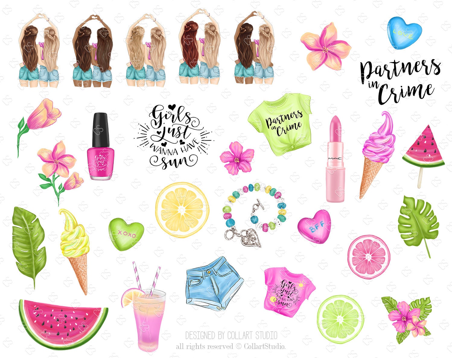 Papercraft Friends clipart,girlfriend illustrations,pictures,planner ...