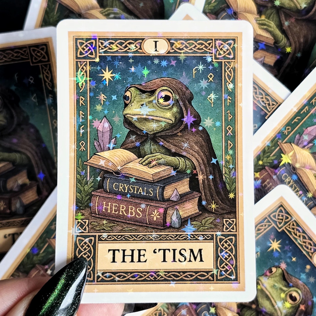The 'tism Tarot Card Frog Sticker | Cute Witchy Decal | Funny Autism ...
