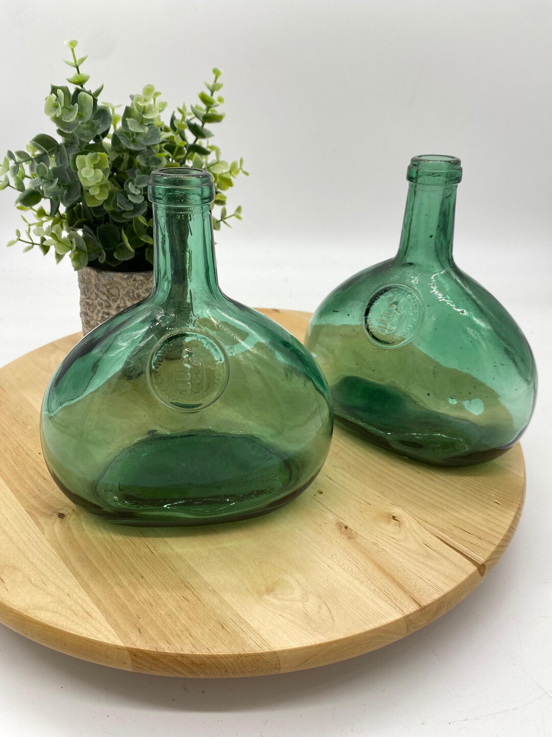 Vintage Green Spanish Glass Wine Bottle Dalmau Hermanos Terragona Made ...