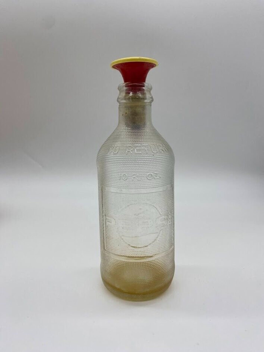 Vintage 60s PEPSI~COLA 10 Oz Embossed Clear Glass SODA Bottle Grained ...