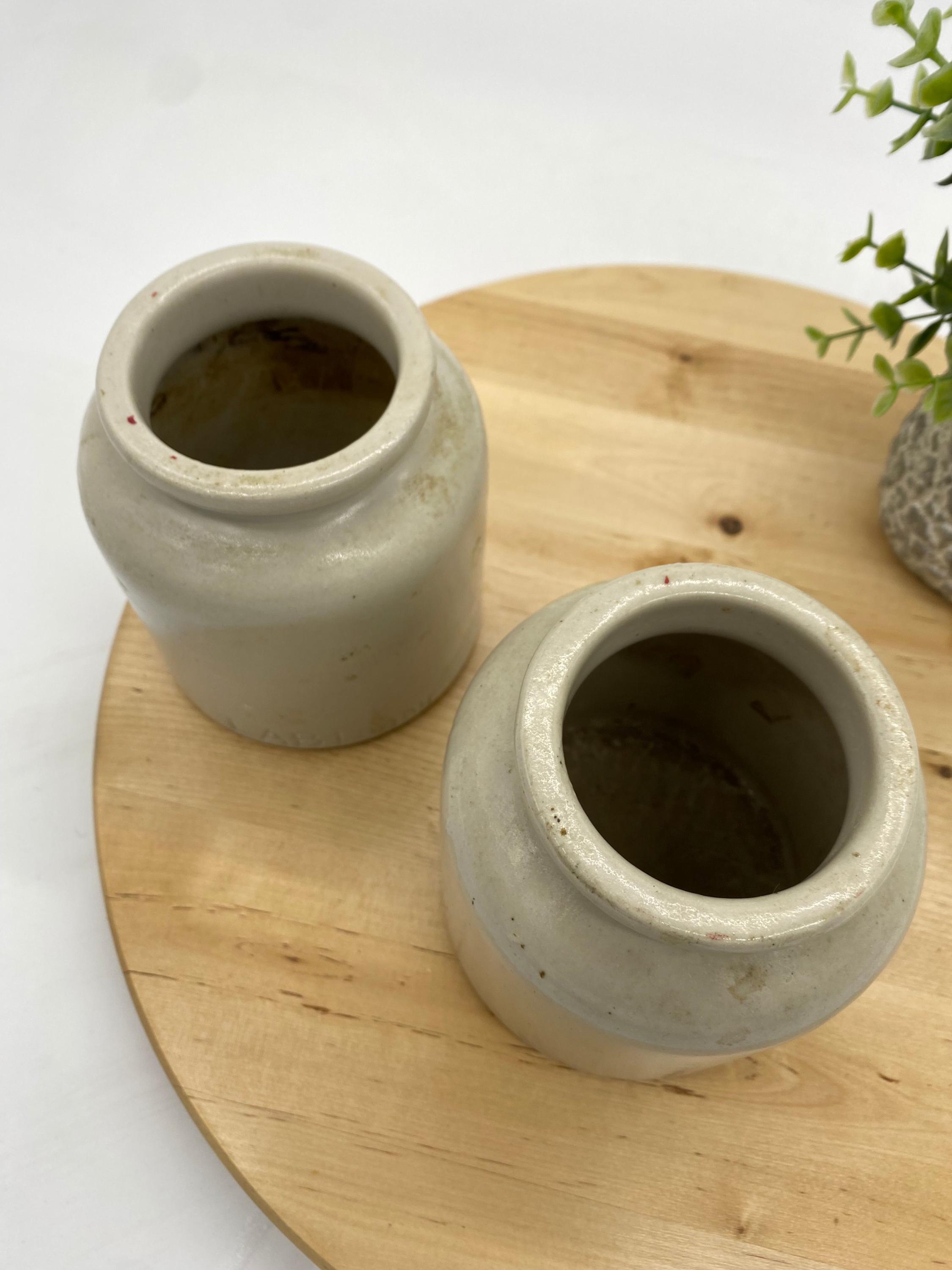Set of 2 Vintage French LAB LAGNY Beige Stoneware Mustard Pots - Etsy