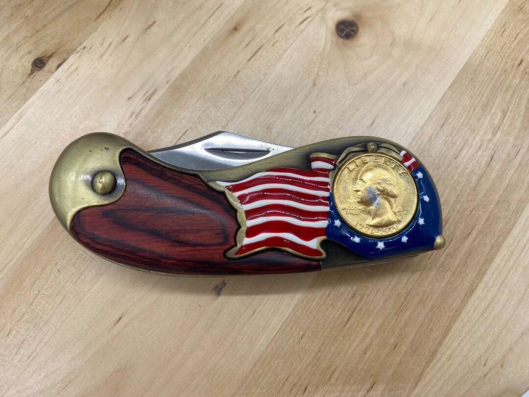 American Flag Coin Pocket Knife With Liberty Nickel Stainless Steel - Etsy