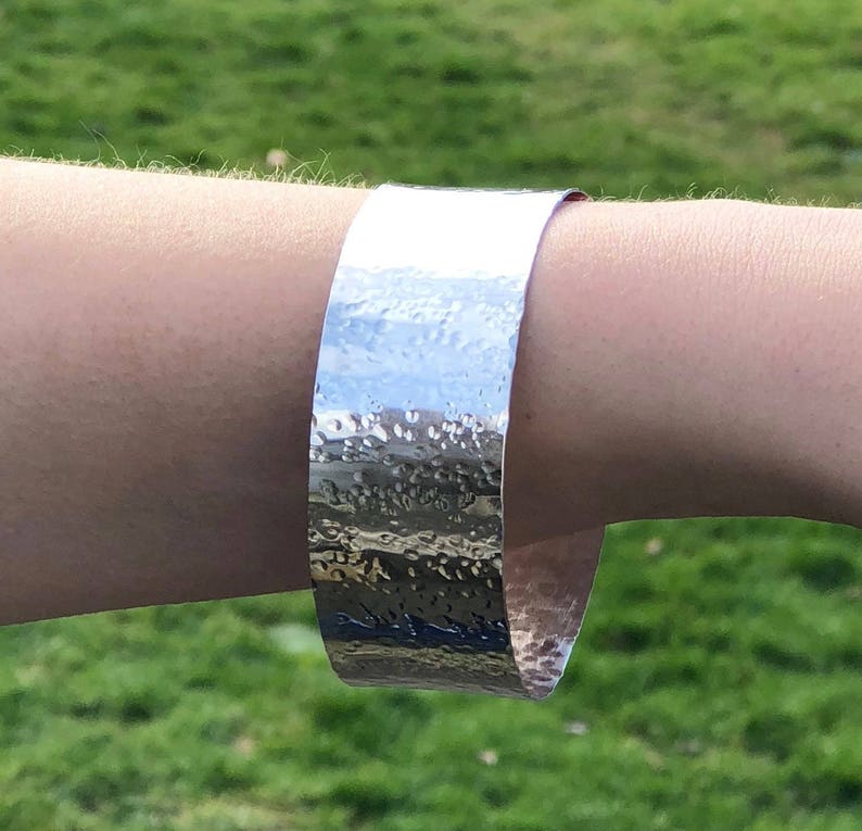 Solid Sterling Silver Hallmarked Wide 25 Mm Hammered Cuff - Etsy