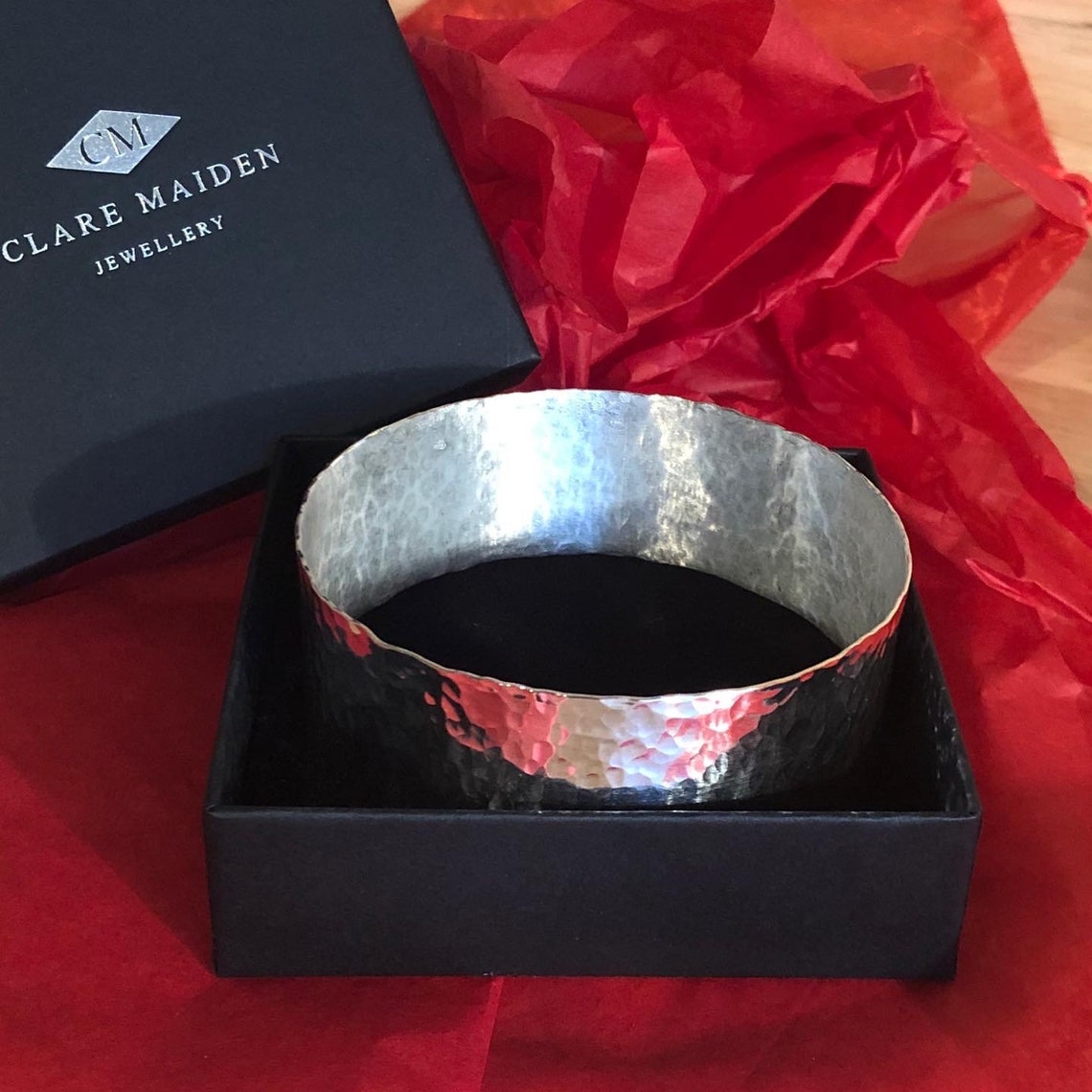 Solid Sterling Silver Hallmarked Wide 25 Mm Hammered Cuff - Etsy