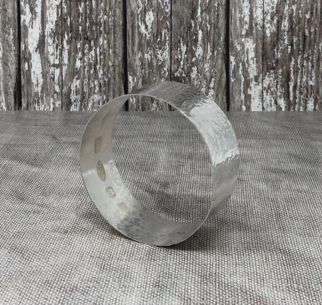 Solid Sterling Silver Hallmarked Wide 25 Mm Hammered Cuff - Etsy