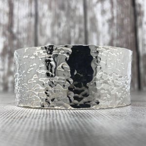 Solid Sterling Silver Hallmarked Wide 25 Mm Hammered Cuff - Etsy