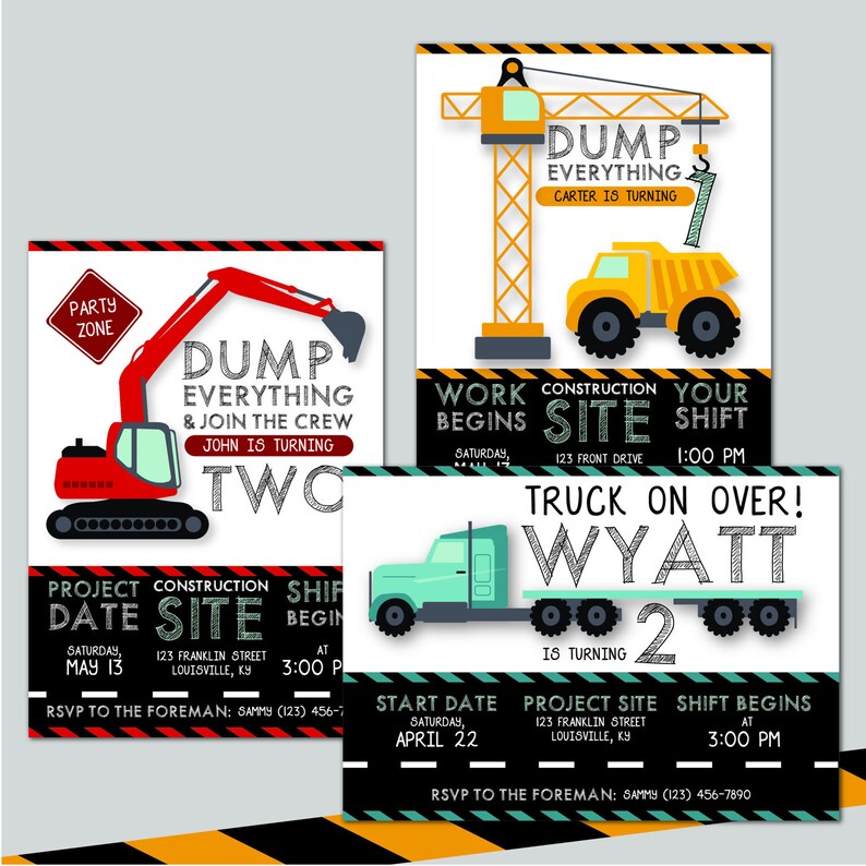 Printable Construction Birthday Invitation Dump Truck Etsy España