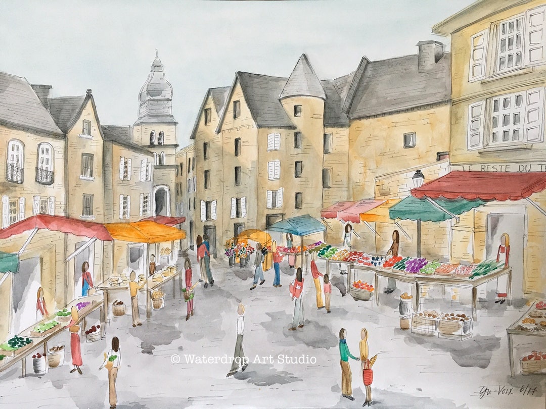 French Art Print; South of France Painting; Farmers Market Art; France ...