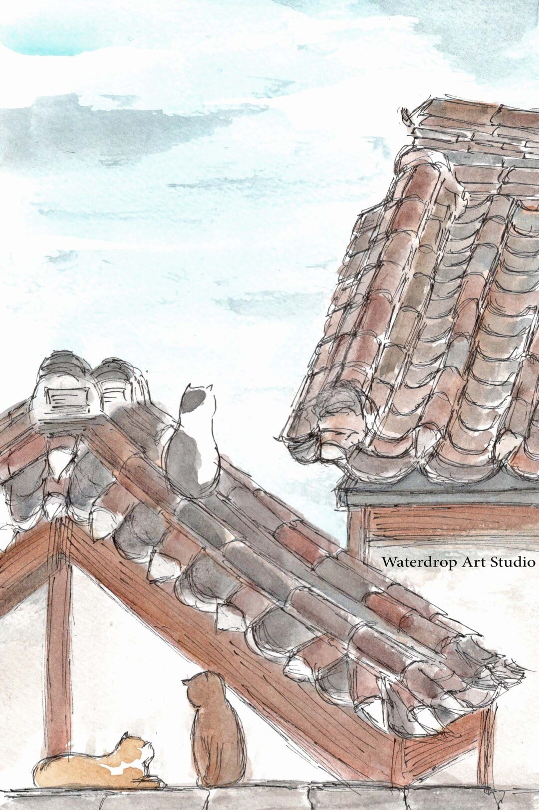 Asian Art Print; Cat Art; Korean Art; Asian Cat Art; Whimsical Cat Art ...