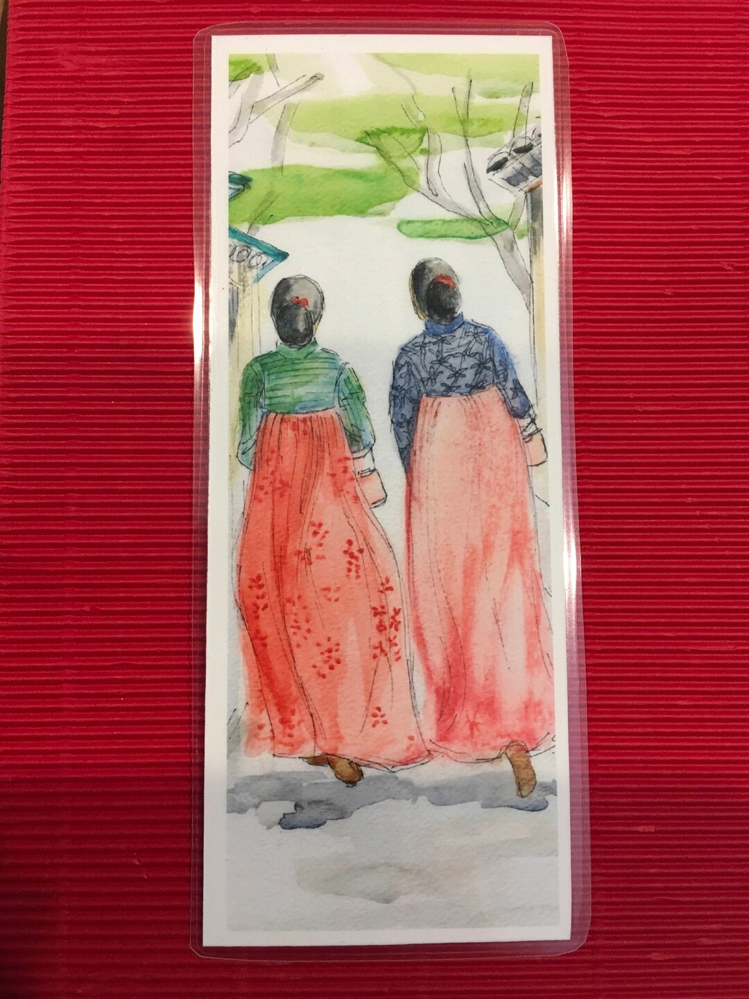 Bookmark “ladies in Hambok”; Artsy Bookmark; Booklovers Gift; Small Art ...