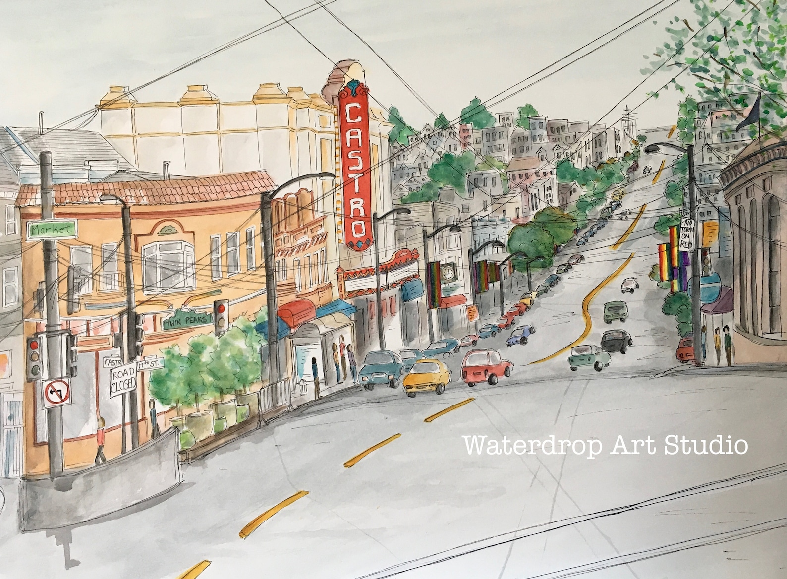San Francisco Art Print Castro Street SF Watercolor Art - Etsy