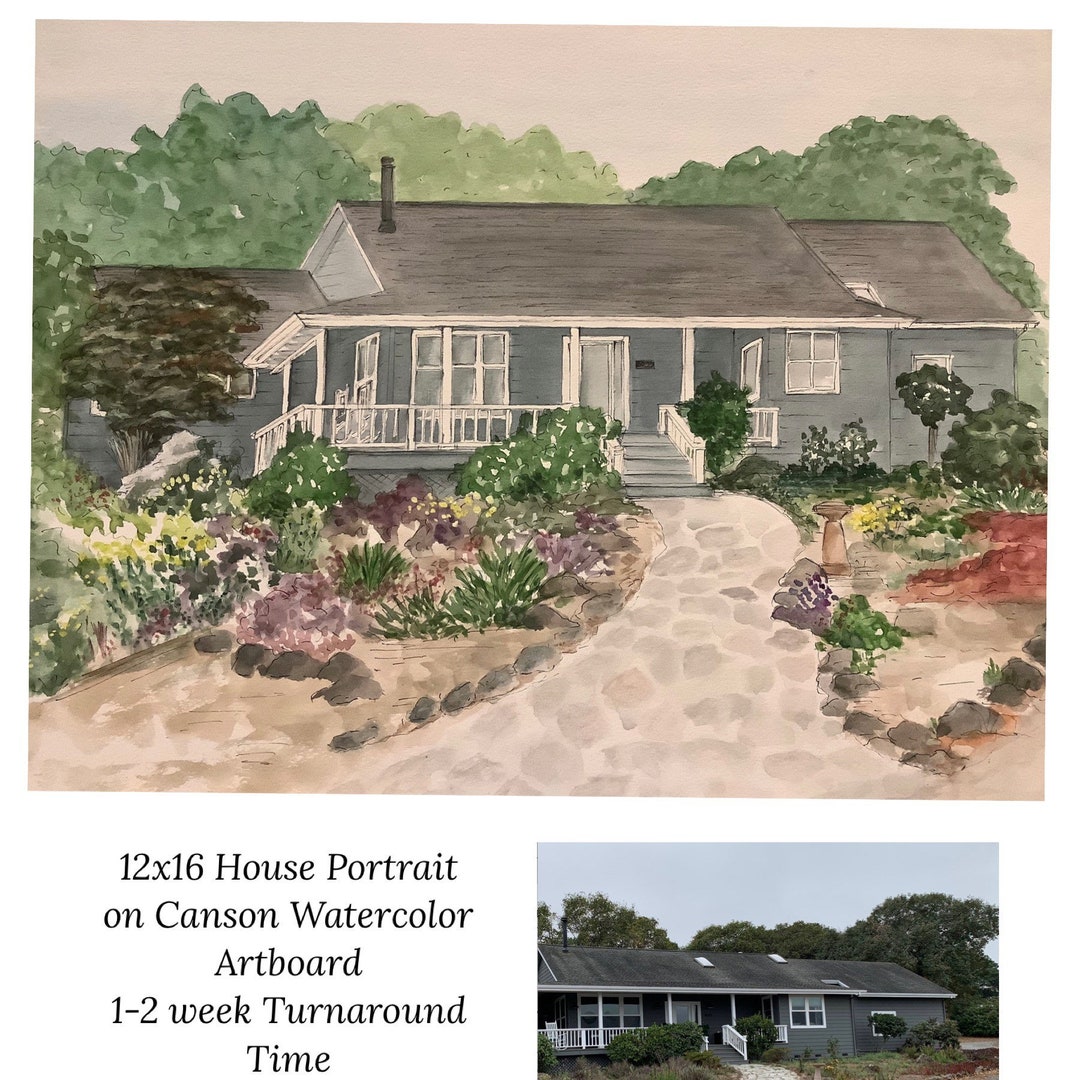 Custom House Portrait; House Illustration; Hand Painted, Watercolor ...