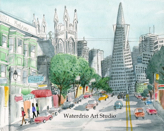 San Francisco Art Print Bay Area Art Print Landmark Art | Etsy