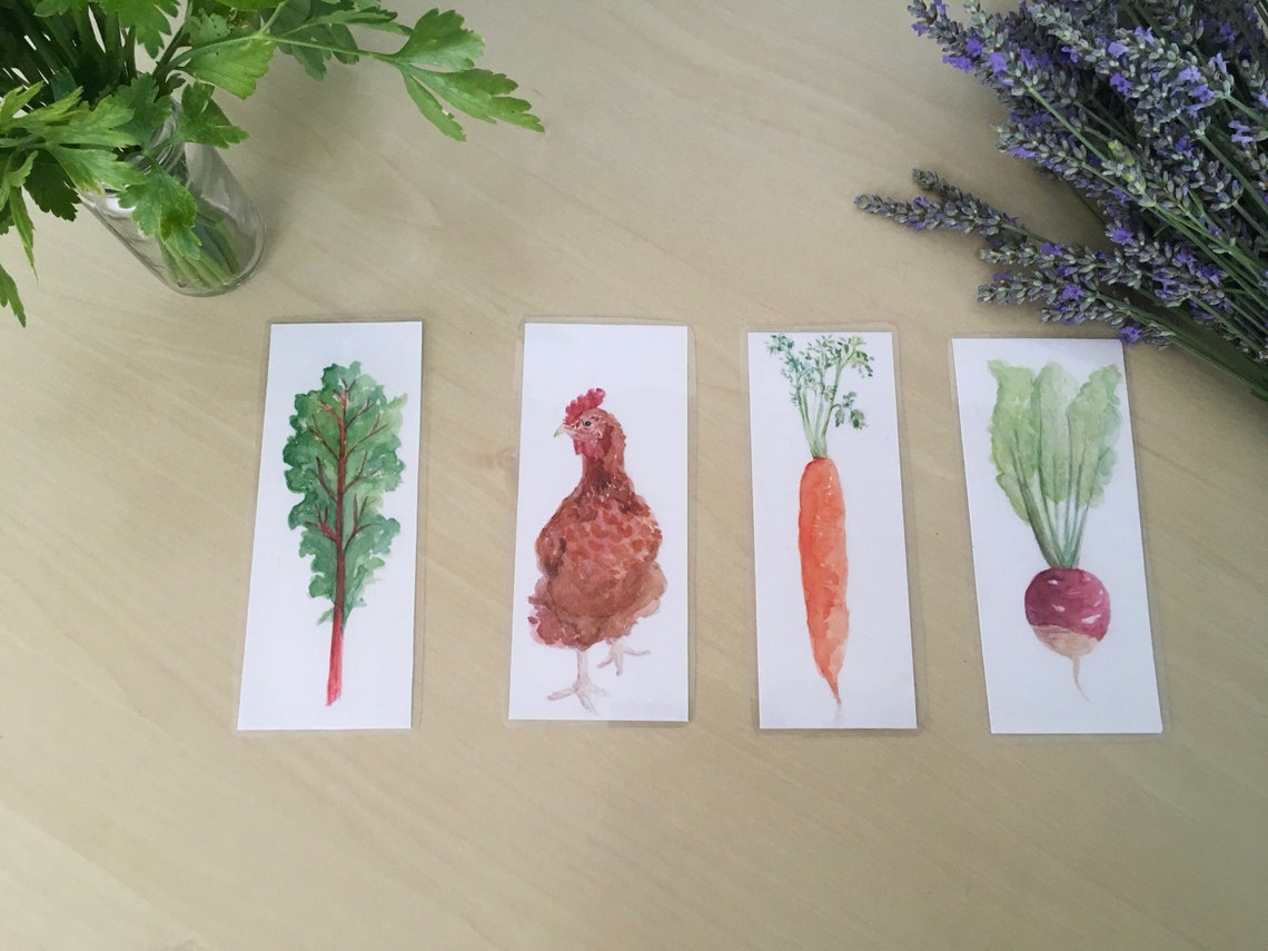 In the Garden Bookmarks Vegetable Bookmarks Chicken - Etsy