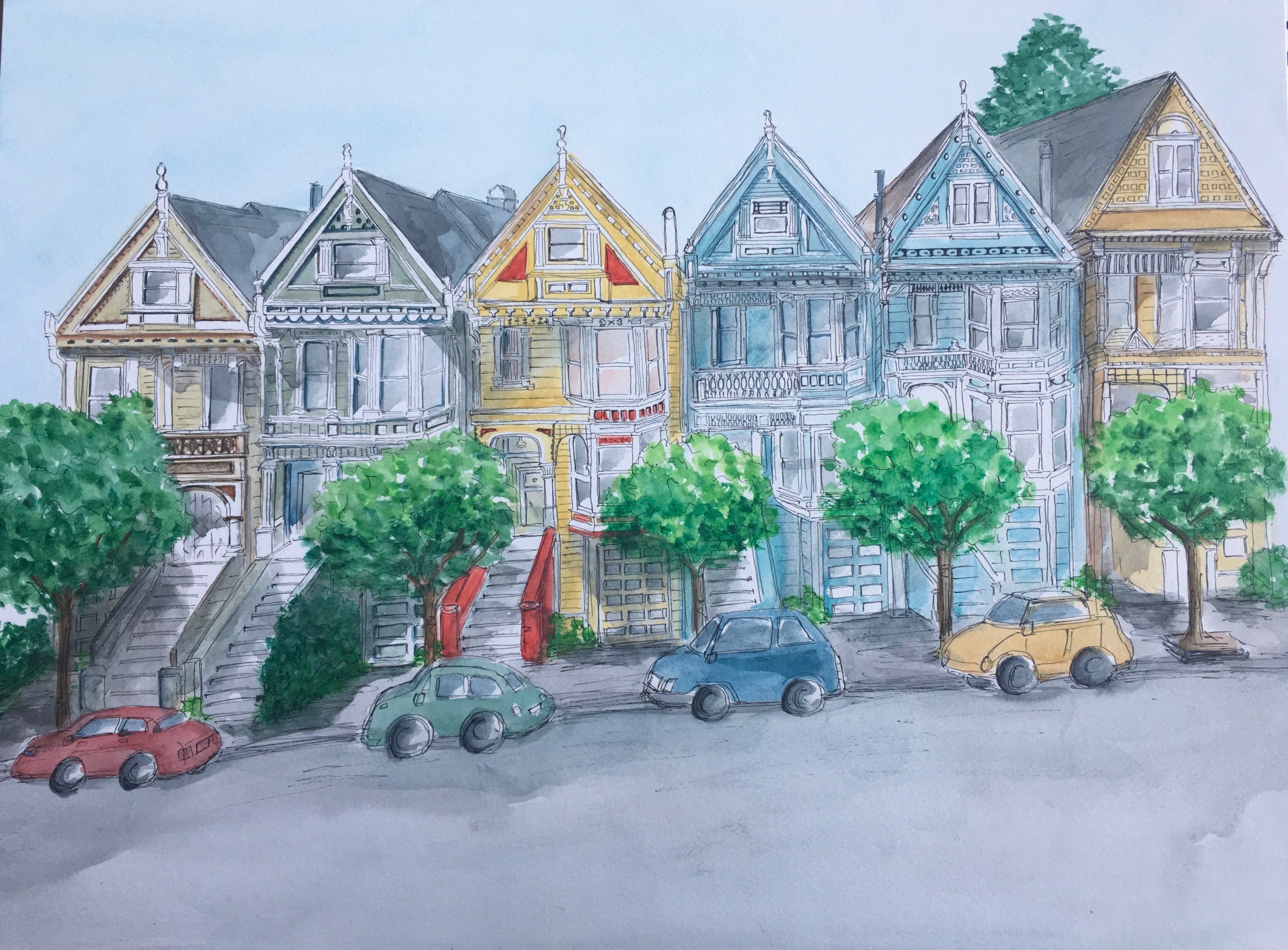 Painted Ladies SF; San Francisco Art Print; Bay Area Art Print; SF ...