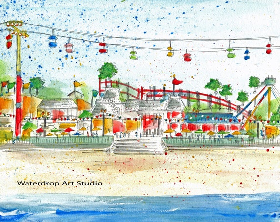 Santa Cruz Art Print Santa Cruz Boardwalk Art Santa Cruz - Etsy
