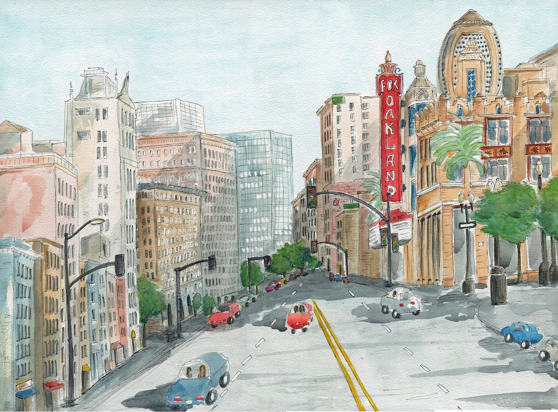Oakland Art Print; Bay Area Art; Watercolor Print; Urban Sketch ...