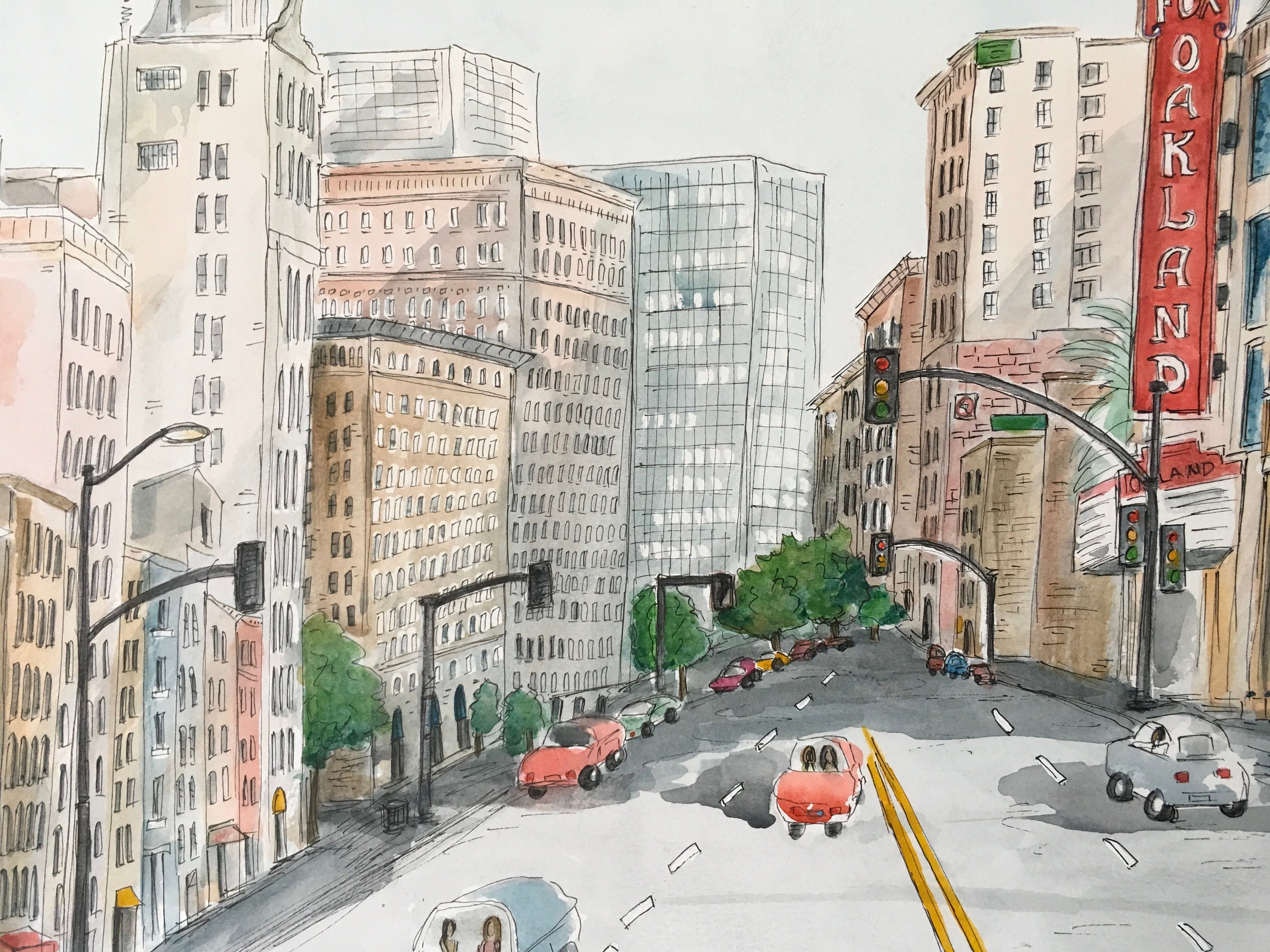 Oakland Art Print; Bay Area Art; Watercolor Print; Urban Sketch ...