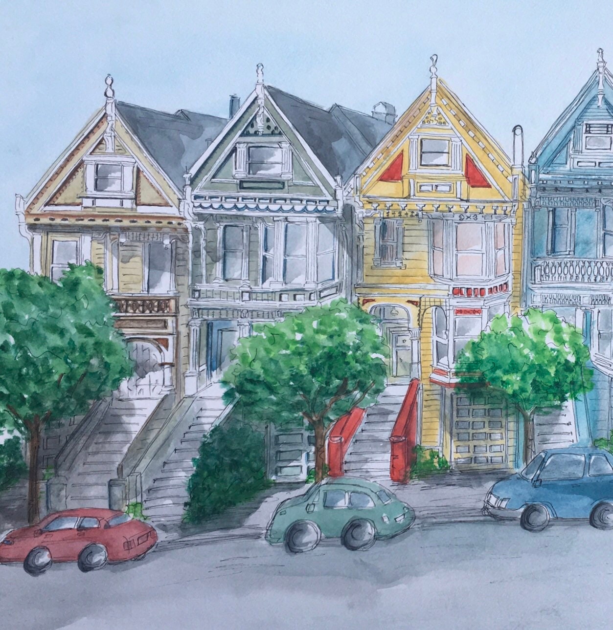 Painted Ladies SF San Francisco Art Print Bay Area Art - Etsy