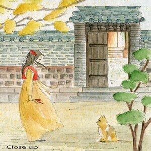 Korean Art, Asian Art Print, Cat Art, Whimsical Art, Gift for Her, K ...