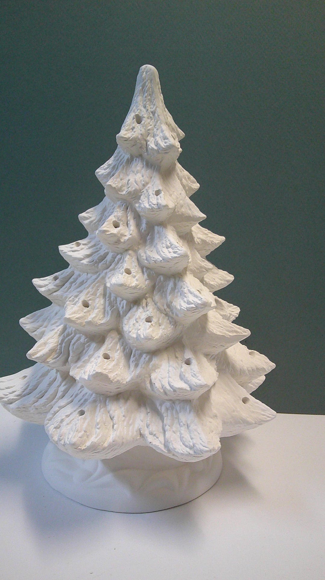 Christmas Tree 12-1/2" Tall Ceramic Bisque Ready to Paint Tree and Base ...