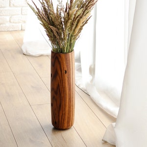 Tall Floor Vase Rustic Oak Vase Handmade Wooden Bookshelf - Etsy