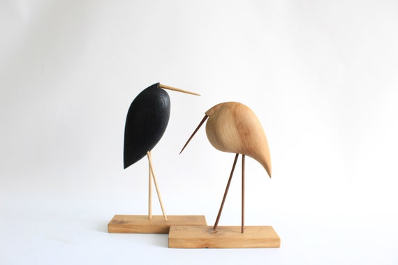 Carved Wooden Birds Wooden Animal Figurines Bookshelf Decor - Etsy