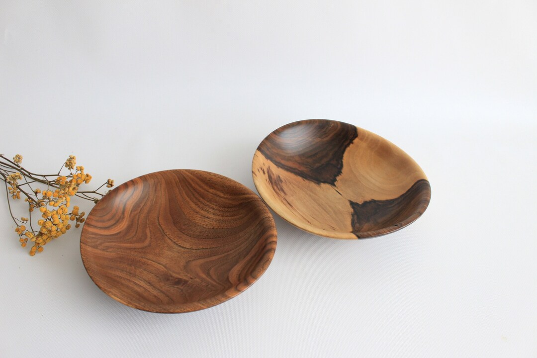 Rustic Dinnerware Set Pasta Shallow Bowl Wooden Cereal Bowl - Etsy